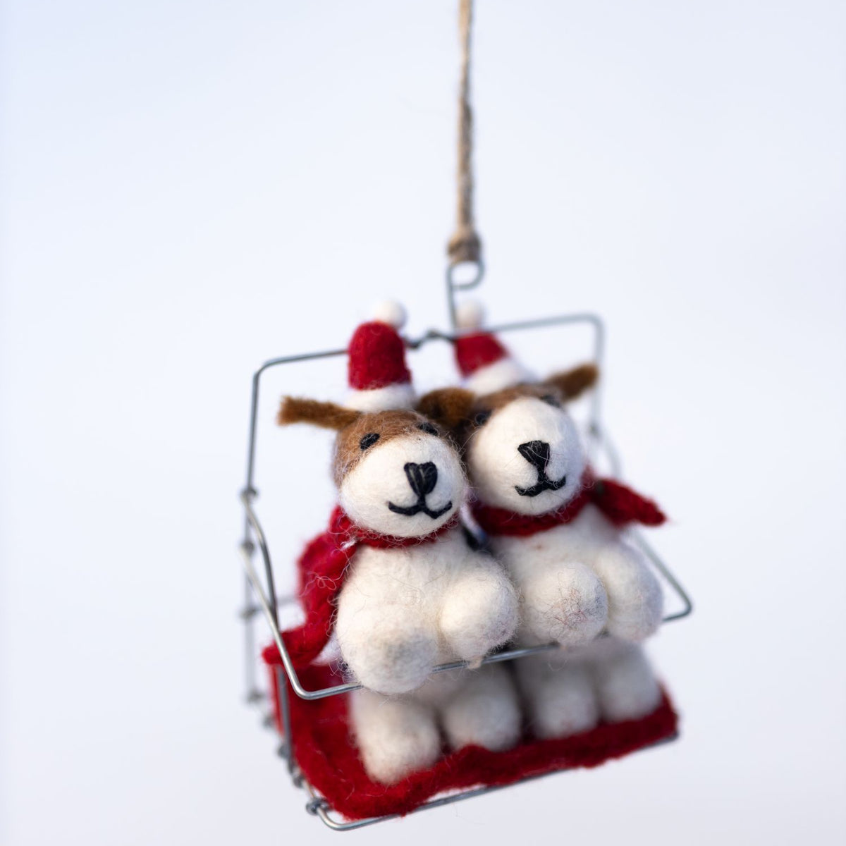 Fox Terrier Pair in Ski Chair Lift Felt Decoration – Petersham Nurseries