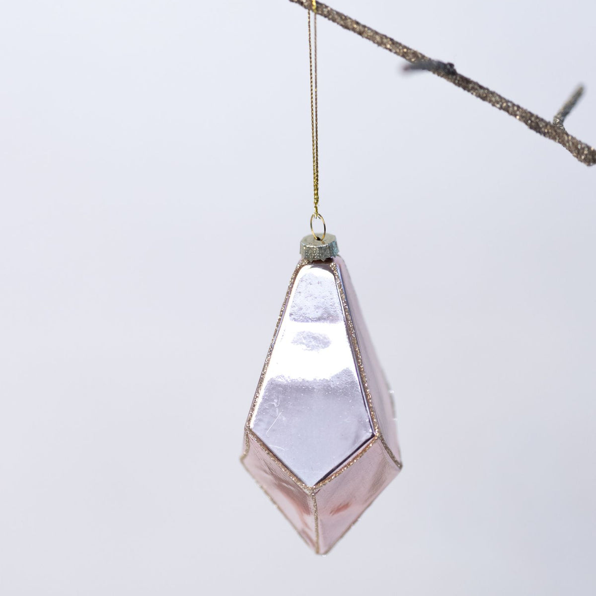 Pink Glass Drop Baubles with Glitter Detailing – Petersham Nurseries